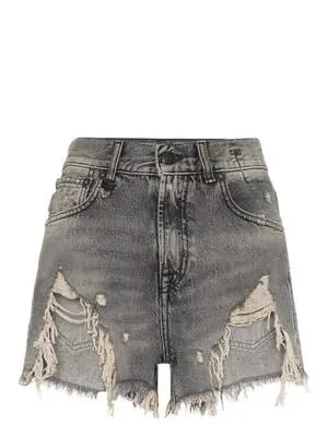 R13 Grey Distressed Denim Shorts - Black