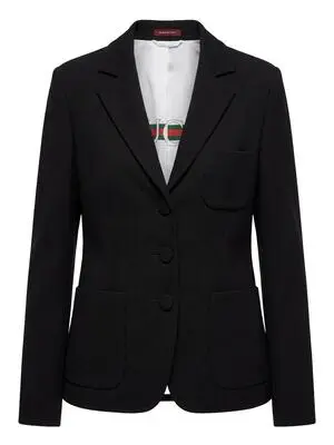 Gucci Single-breasted Cotton Jersey Jacket With Double G Lining - Black