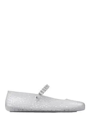 JIMMY CHOO Embellished Square-toe Flats - Silver