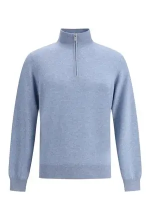 Brunello Cucinelli Brunello Cucinelli Funnel-Neck Zip-Up Knitted Polo Shirt Cff33