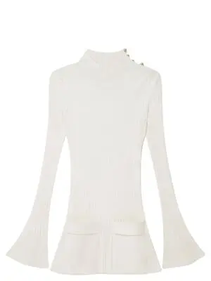 Stella McCartney Ribbed Knit Mini Dress With Button Details - Neutral