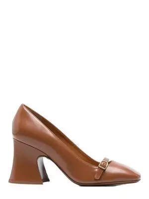 Chloé Janis Buckle-detail Flared Pumps - Brown