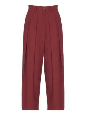 Kenzo Cropped Pleated Trousers - Red
