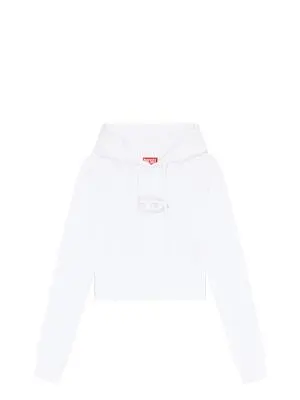 DIESEL® Oval D Logo Embroidered Cropped Hoodie - White