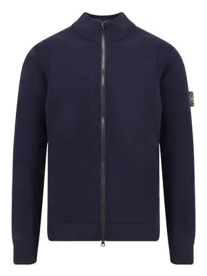 Stone Island Stone Island Logo Patch Zip-Up Cardigan Blue