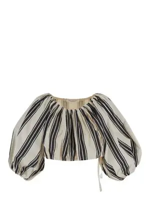 Philosophy Di Lorenzo Serafini Striped Cropped Blouse - Gray
