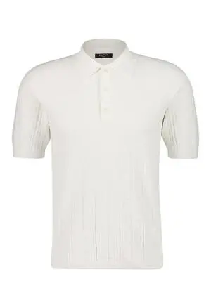 Balmain Monogram Knit Polo Shirt - White