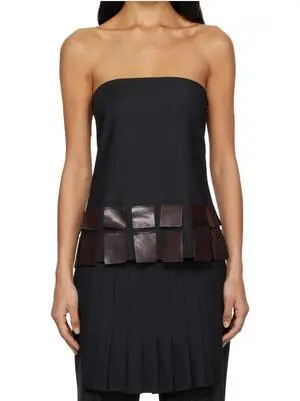 Paloma Wool Diana Strapless Top With Leather Appliqués - Black