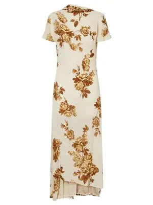 Magda Butrym Printed Stretch Knit Midi Dress - Cream