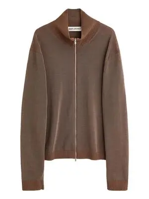 Our Legacy Zip Funnel-neck Knitted Sweater - Brown