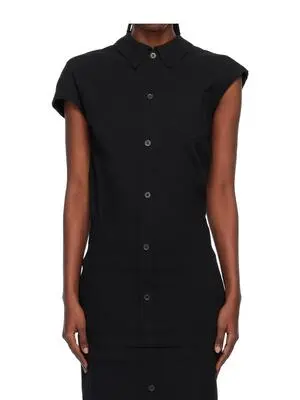 Issey Miyake Button-fastening Short-sleeve Top - Black