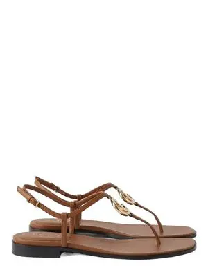 Gucci Marmont Logo Thong Flat Sandals - Brown