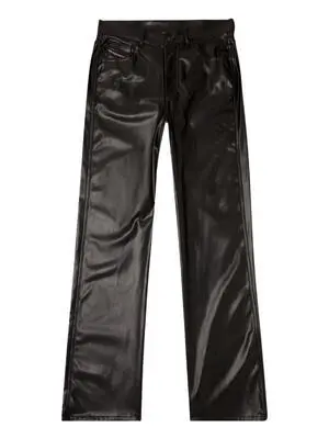 DIESEL® High-waisted Coated Straight Leg Trousers - Black