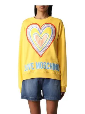 Moschino Detail Pullover Hoodie - Yellow