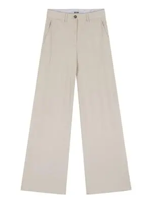 MSGM High Waisted Wide Leg Trousers - White