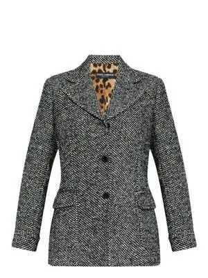 Dolce & Gabbana Textured Flap-pocket Tweed Jacket - Grey