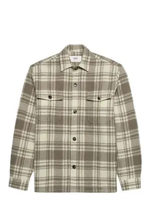 Ami Checked Buttoned-up Overshirt - Nude