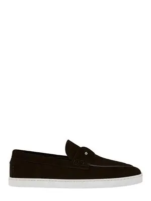CHRISTIAN LOUBOUTIN Chambeliboat Slip-on Loafers With Metal Collar Pin Detail - Brown