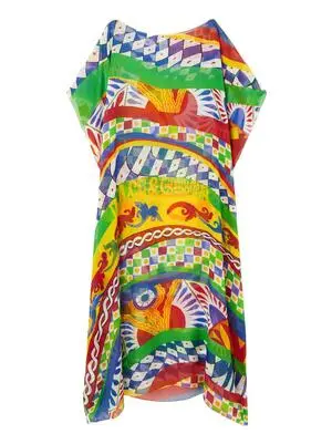 DOLCE & GABBANA Dolce & Gabbana Asymmetrical Blouse Dress With Pattern Splicing