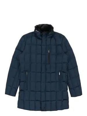 Emporio Armani Quilted Down Jacket With Fur-lined Hood - Blue