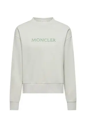 Moncler Logo Embroidered Crewneck Sweatshirt - Light Green