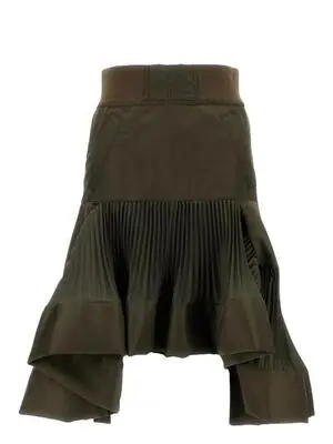 Sacai Asymmetrical Pleated Skirt - Green