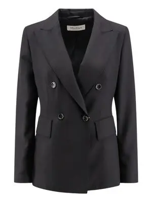 Max Mara Sanna Double-breasted Long-sleeved Jacket With Buckle Lapels - Black