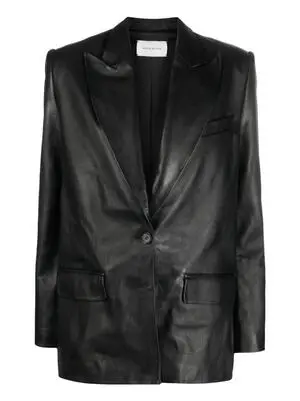 Magda Butrym Peak Lapel Sheepskin Blazer - Black