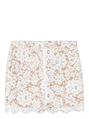 Michael Kors Studded Corded Floral Lace Mini Skirt - White
