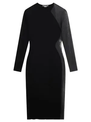 Stella McCartney Miracle Midi Dress With Crewneck And Long Sleeves - Black