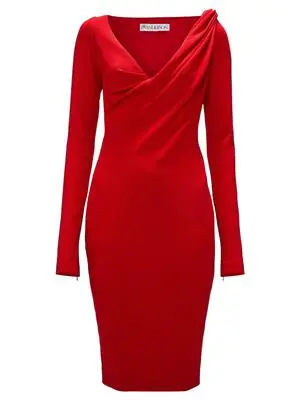 J.W.ANDERSON Jw Anderson V-neck Ruched Midi Dress - Red