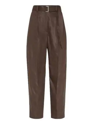 Brunello Cucinelli Belted Straight-leg Trousers - Brown