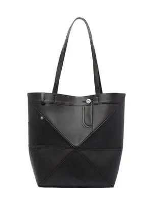 Loewe Medium Puzzle Fold Tote Bag - Black