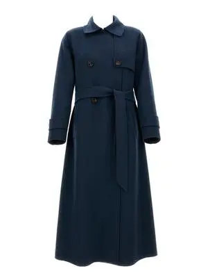 Max Mara Long Sleeve Double-breasted Coat - Black