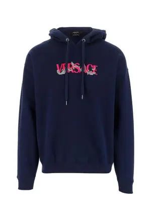 Versace Embroidered Logo Hoodie - Black