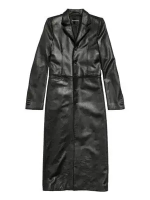 Balenciaga Mid-length Leather Coat - Black