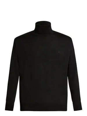 Etro Pegaso Embroidered Turtleneck Jumper - Black