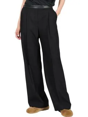 Loewe Pleated Wide-leg Trousers - Black