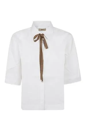 Herno Short Sleeve Shirt With Tie Detail - White