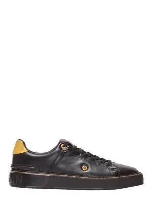 Balmain B-court Calfskin Lace-up Sneakers - Black