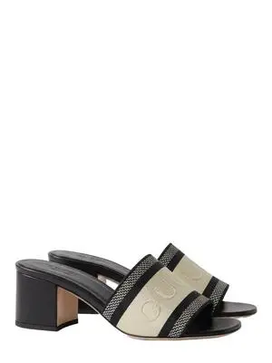 Gucci Logo Strap Heeled Sandals - Black