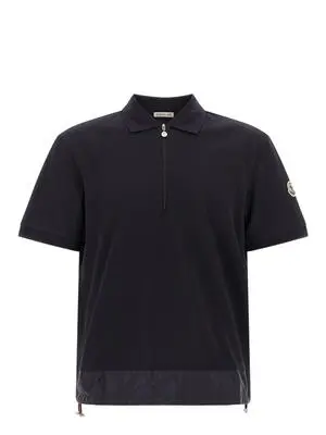 Moncler Quater-zip Short-sleeve Polo Shirt - Blue
