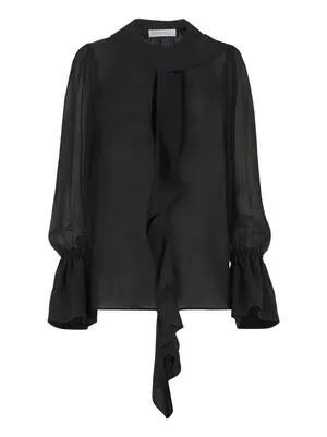 Nina Ricci Lavallière Ruffled Shirt With Puff Sleeves - Black