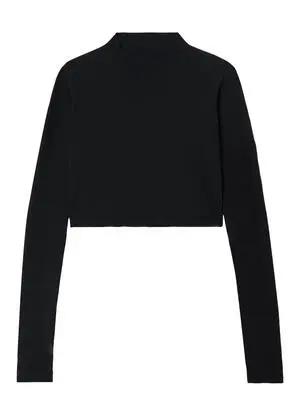 Alaïa Cropped Long Sleeve Top - Black