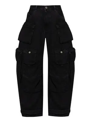 Attico Logo Patch Cargo Jeans - Black