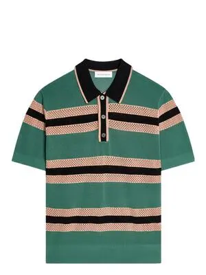 Dries Van Noten Striped Polo Shirt - Pine
