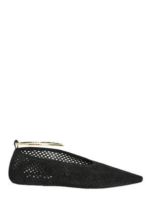 JIL SANDER Pointed Toe Perforated Ballet Flats - Black