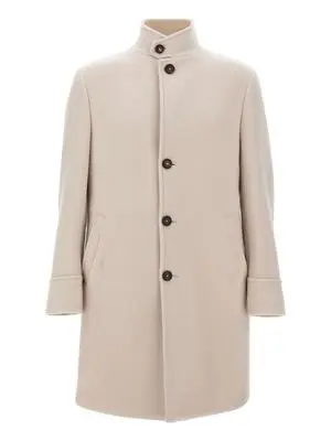 Eleventy Single-breasted Coat With Stand Collar - Nude