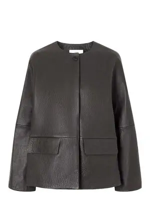 JOSEPH Barbs Paneled Textured-leather Jacket - Brown