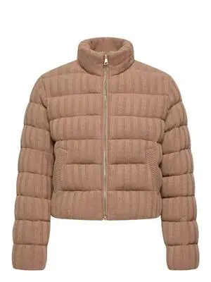 Moncler Wool Cashmere Blend Padded Cardigan - Camel